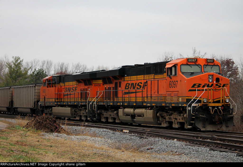 BNSF 6097 Sits tied down.
